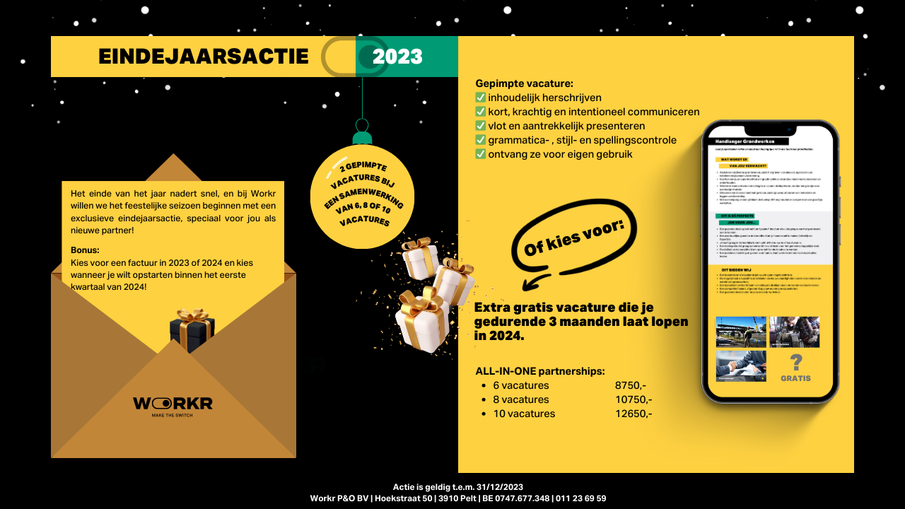 Eindejaarsactie 2023 6-10 vacs - Workr